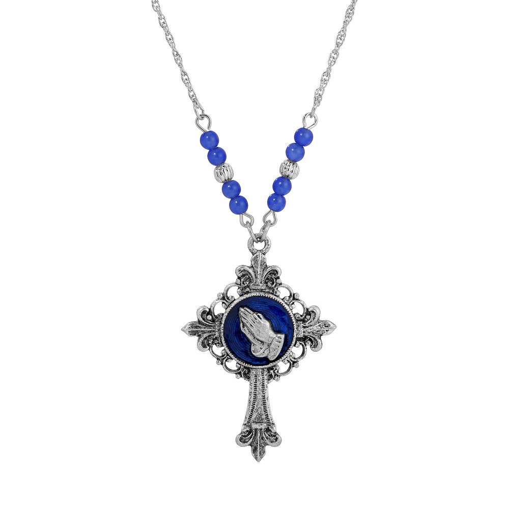 Symbols of Faith Symbols of Faith Silver Tone Cross Blue Enamel Praying ...