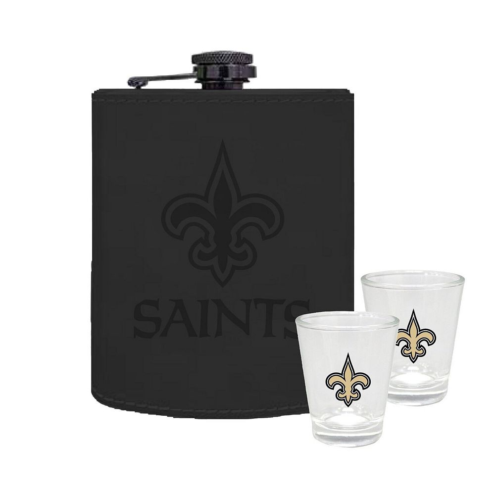 The Memory Company New Orleans Saints Three-Pack 8oz. Leather Flask ...