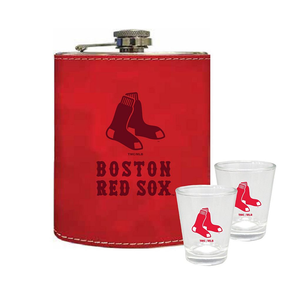 The Memory Company Boston Red Sox Three-Pack 8oz. Leather Flask & 2oz ...