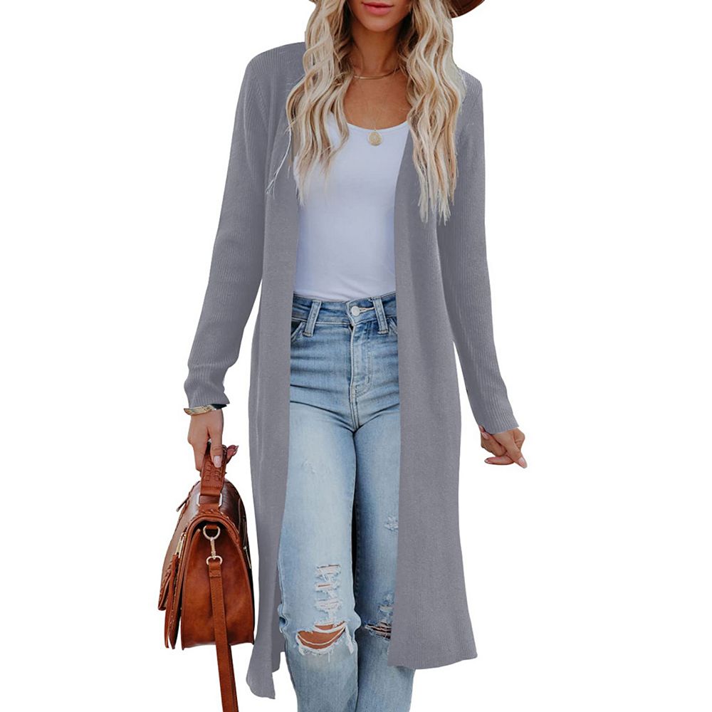 Womens Long Cardigans Open Front Maxi Cardigan Sweaters Casual Fall ...