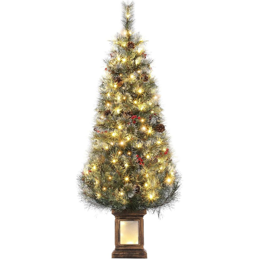 4.5ft Pre-Lit Artificial Christmas Tree for Party Decoration, Christmas ...