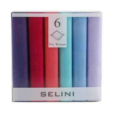 Selini Women's Cotton Bright Multi-Color Dress Handkerchief Set (Pack of 6)