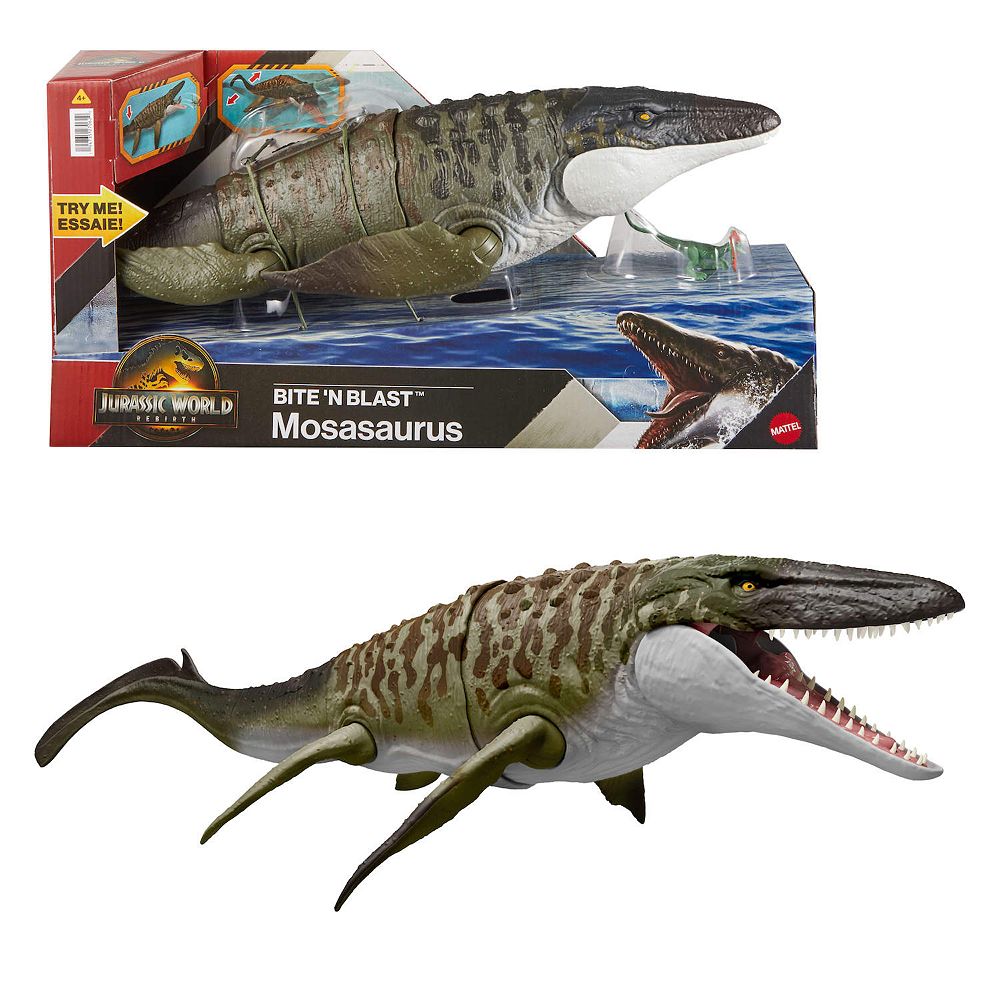 Mattel Jurassic World Bite 'N Blast Mosasaurus Action Figure with Mini ...