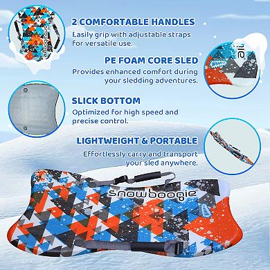Wham-O Snowboogie Snow Sled, 36" Single Rider Winter Backpack Sled, 3 Pack