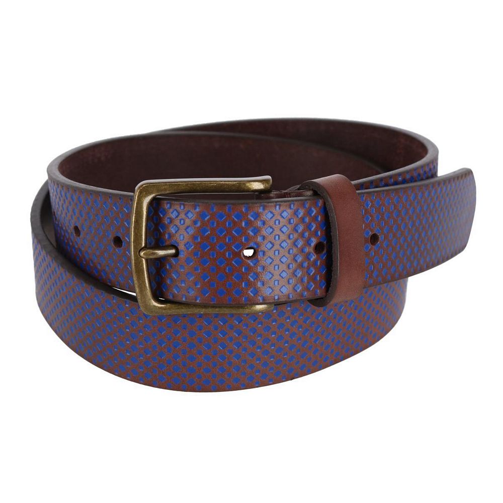 Will Leather Goods Men's Embossed Geometric Belt