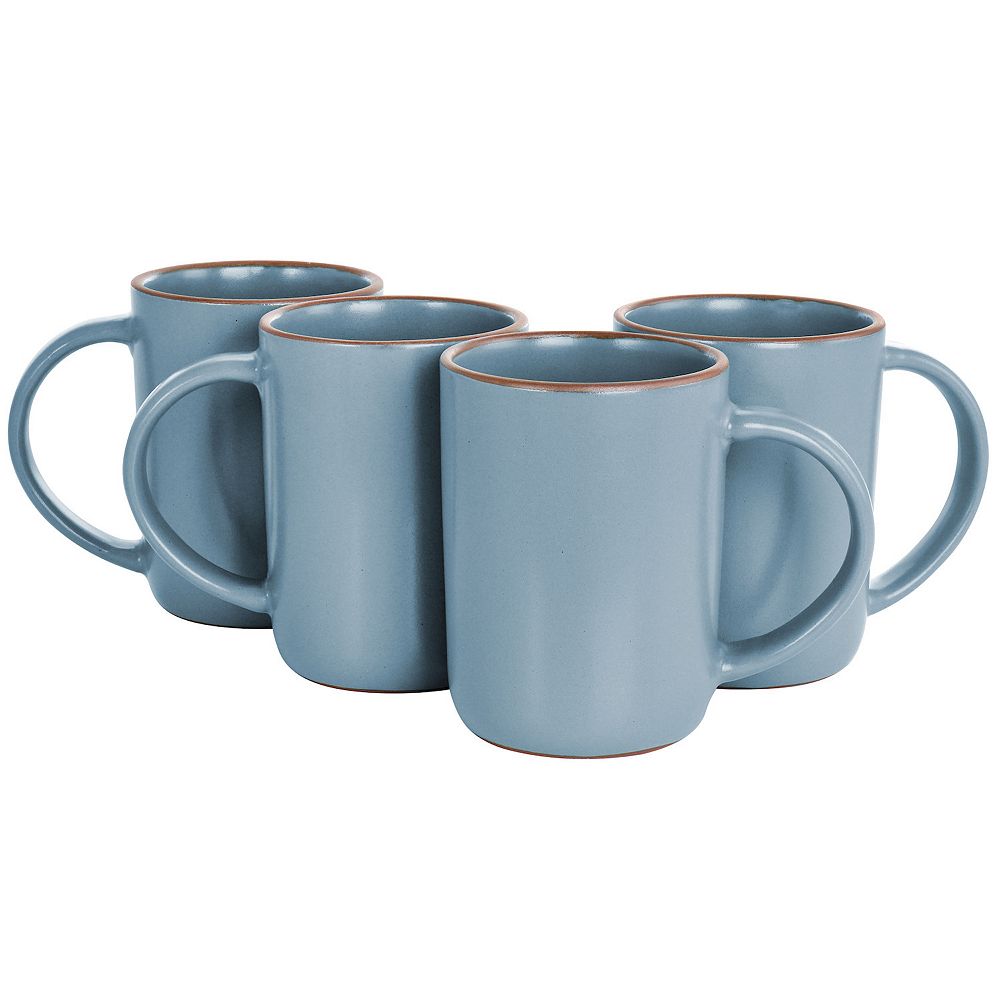 4 Piece 17oz Terracotta Mug Set in Light Blue