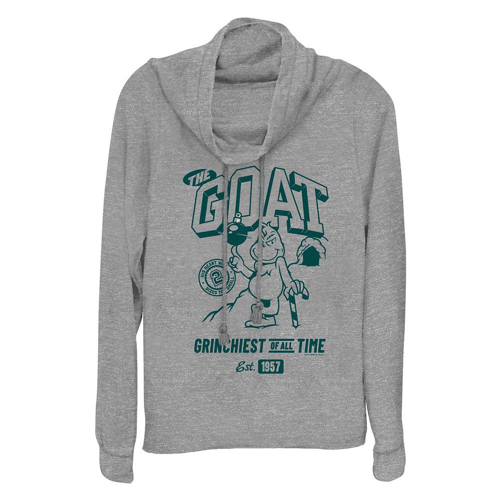 Women's Dr. Seuss Grinch The Goat Cowlneck Graphic Lightweight Long Sleeve