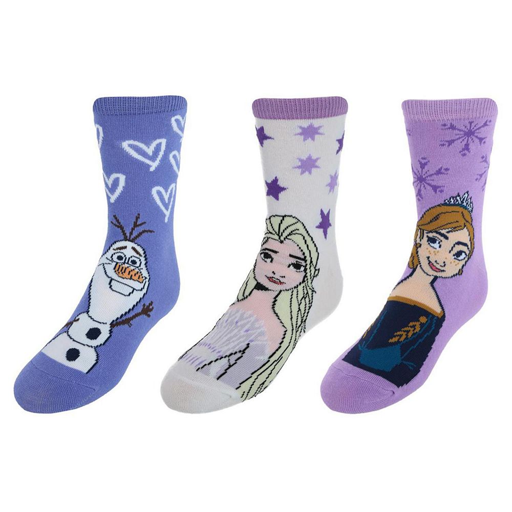 Textiel Trade Girl's Disney Frozen Anna Elsa and Olaf Soft Socks (3-Pack)