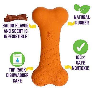Chew King Bacon Rubber Bone Dog Toy