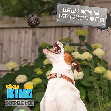 Chew King Black 3-in. Supreme Rubber Ball Medium Dog Toy