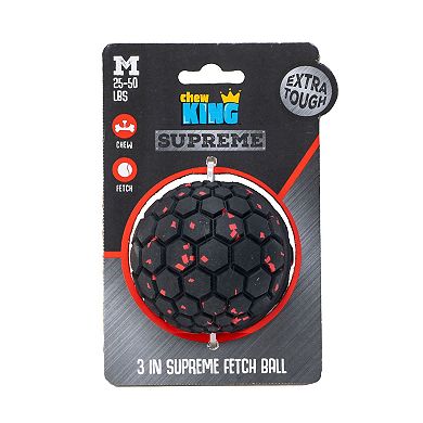 Chew King Black 3-in. Supreme Rubber Ball Medium Dog Toy