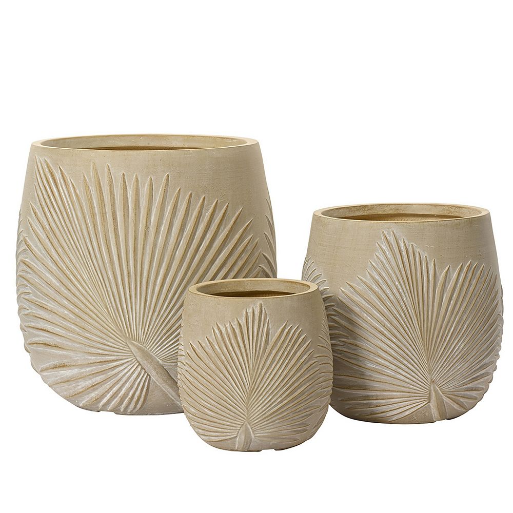 Kaemingk Axel Fibre Clay Leaf Outdoor Planter