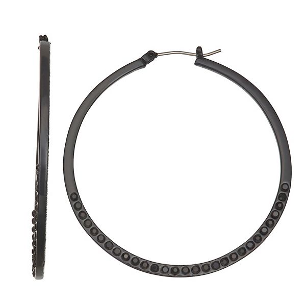 Simply Vera Vera Wang Jet Tone Hoop Earrings with Simulated Crystals