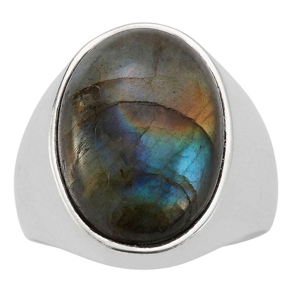 Men's Menster Sterling Silver Oval Gemstone Ring