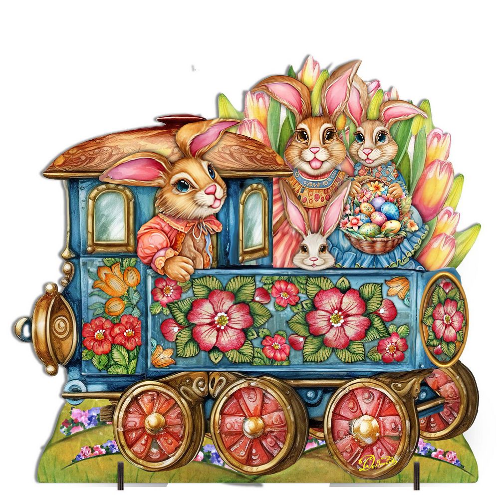 32-inch Easter Bunny Train Easter Lawn Decor by G. DeBrekht - Easter ...