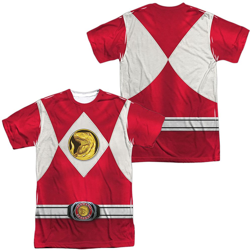 Men's Power Rangers Red Ranger Emblem Costume Sublimated Graphic Tee
