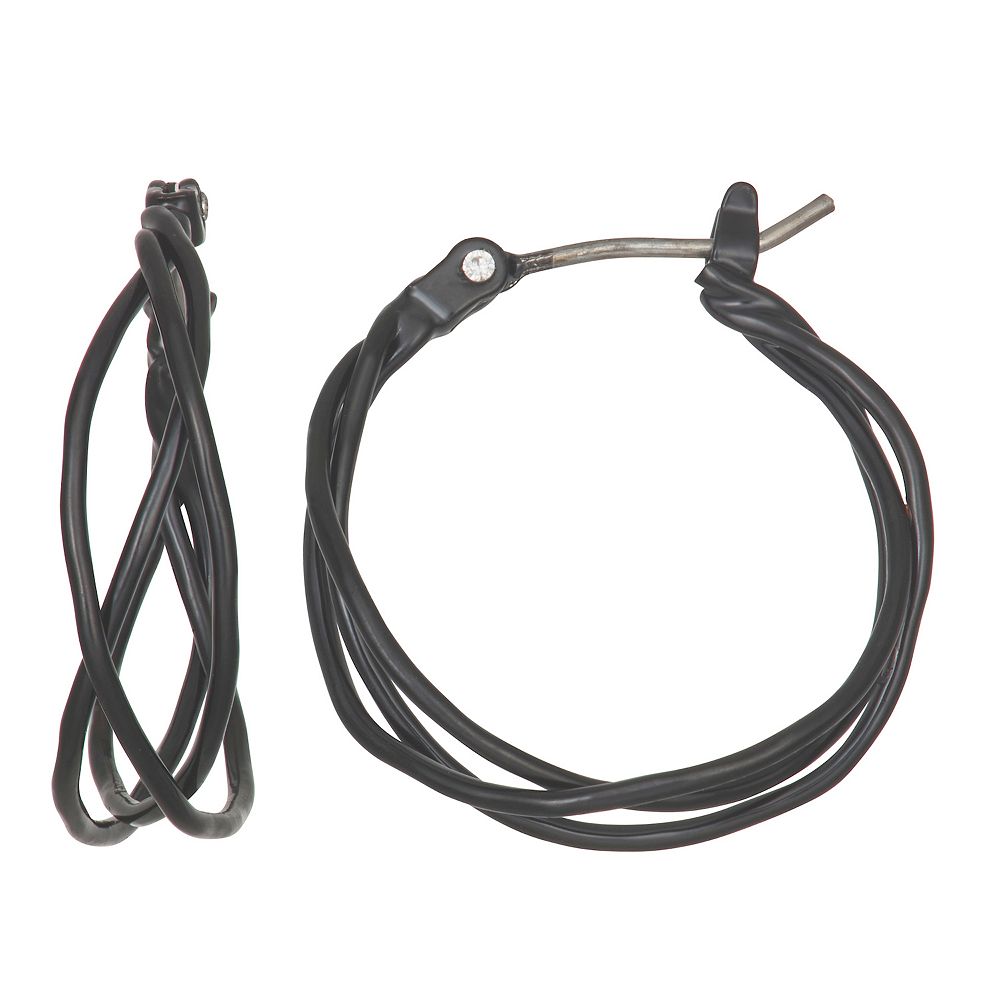 Simply Vera Vera Wang Jet Tone 20 mm Lattice Hoop Earrings