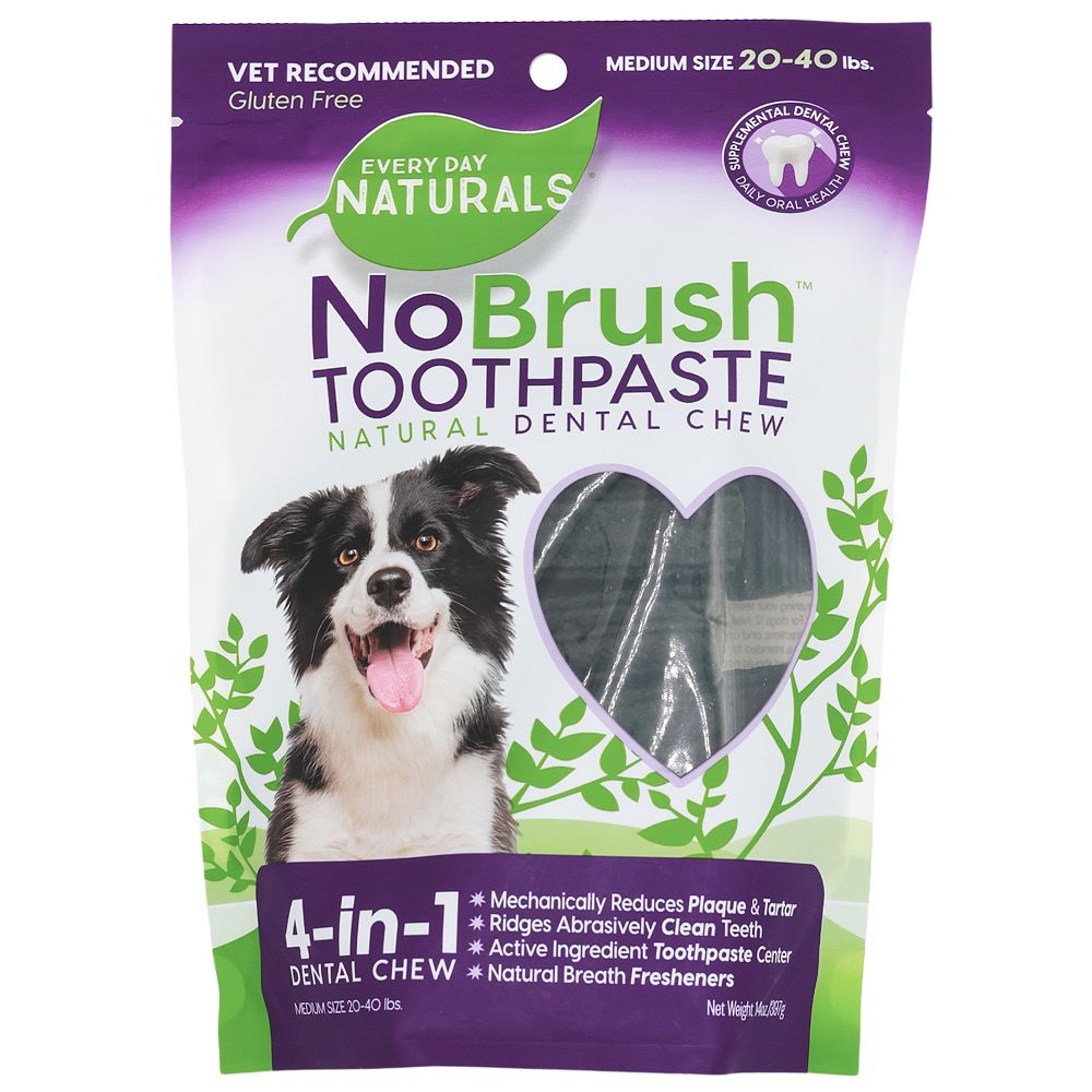 Every Day Naturals No Brush Toothpaste 4-in-1 Dental Chew - For Medium ...