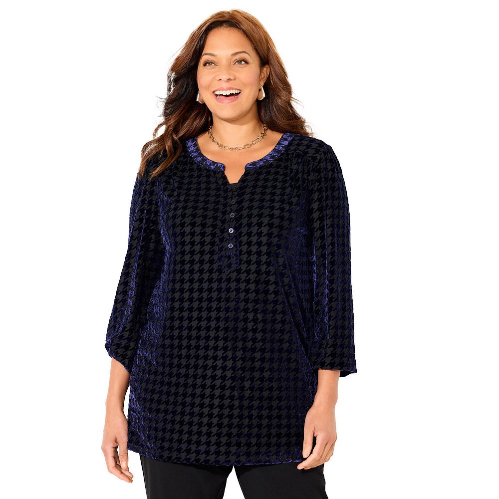Catherines Women's Plus Size Velvet Peasant Tunic