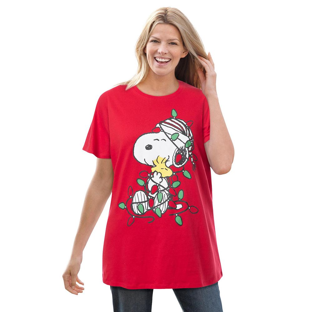 Ellos Women's Plus Size Peanuts Red Light Tee