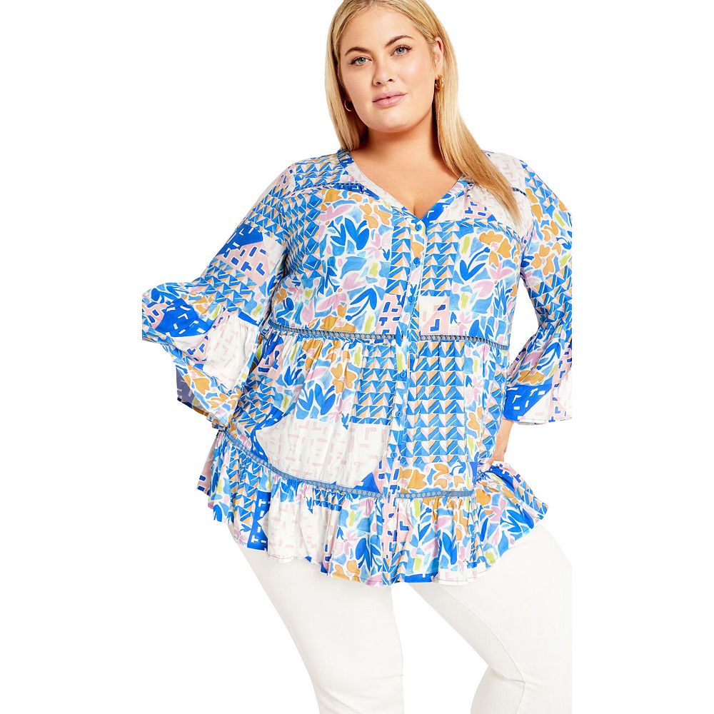 Avenue Women's Plus Size Laura Print Shirt