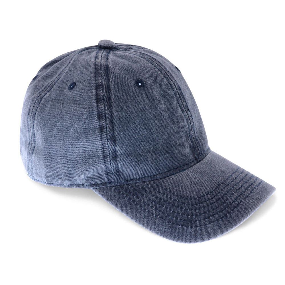Washed Denim Baseball Cap with Adjustable Strap and Relaxed Fit