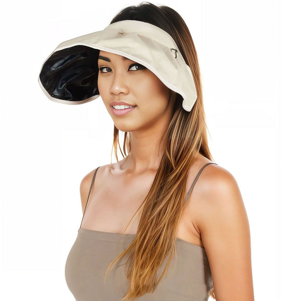 Women's Foldable Visors Sun Hat Wide Brim Roll-up Headband UV ...
