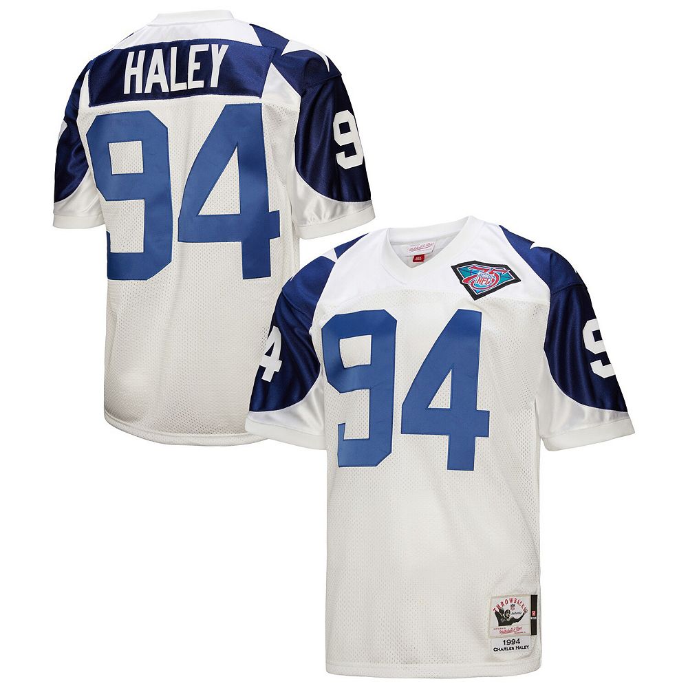 Men's Mitchell & Ness Charles Haley White Dallas Cowboys 1994 Authentic Throwback Retired Player ...