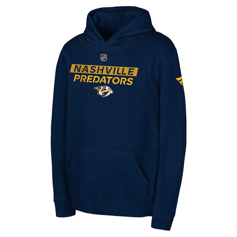 Youth Navy Nashville Predators Authentic Pro Wordmark Fleece Pullover ...