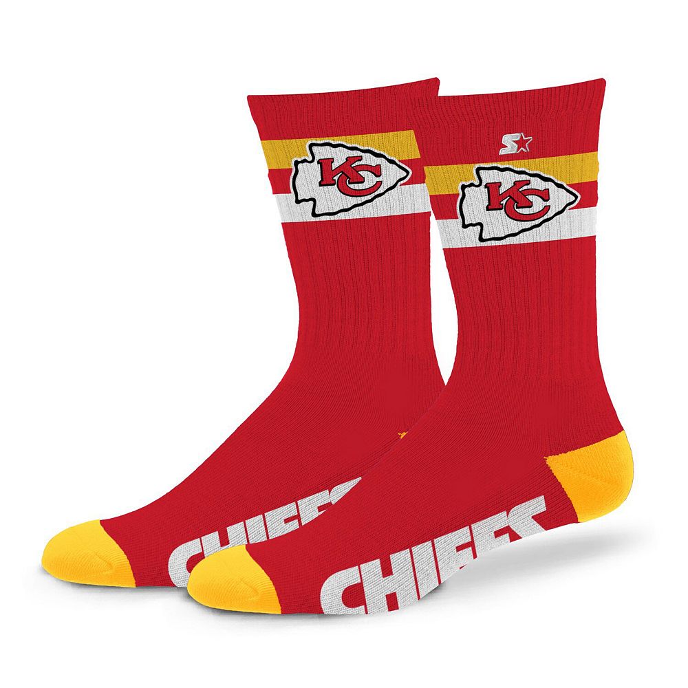 Unisex Starter Kansas City Chiefs Team Color Two-Stripe Crew Socks