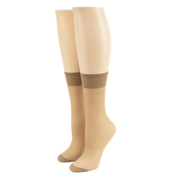 Women's Stay-Up Nylon Ankle Highs Regular and Queen Sizes in 6-Pair Packs