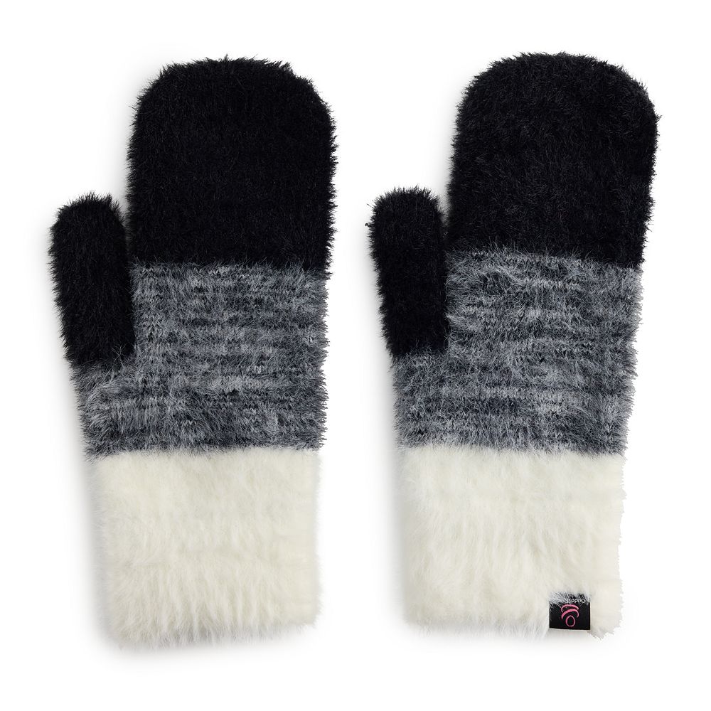 Women's Cuddl Duds Feather Knit Mittens