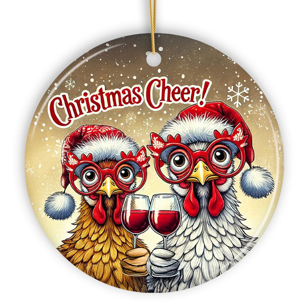 Christmas Cheer Chicken Ornament, Whimsical Holiday Tree Decoration ...