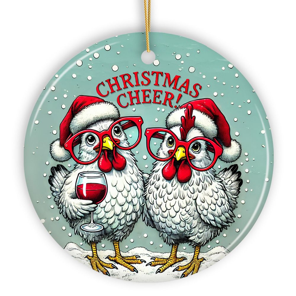 Christmas Cheer Chicken Ornament, Whimsical Holiday Tree Decoration ...