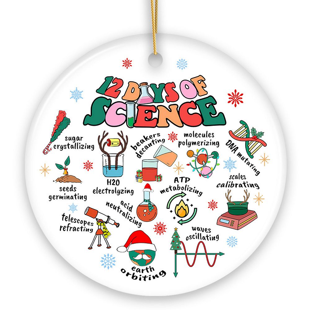 12 Days of Science Ornament, Christmas Gift for Scientist Nerd or Teacher