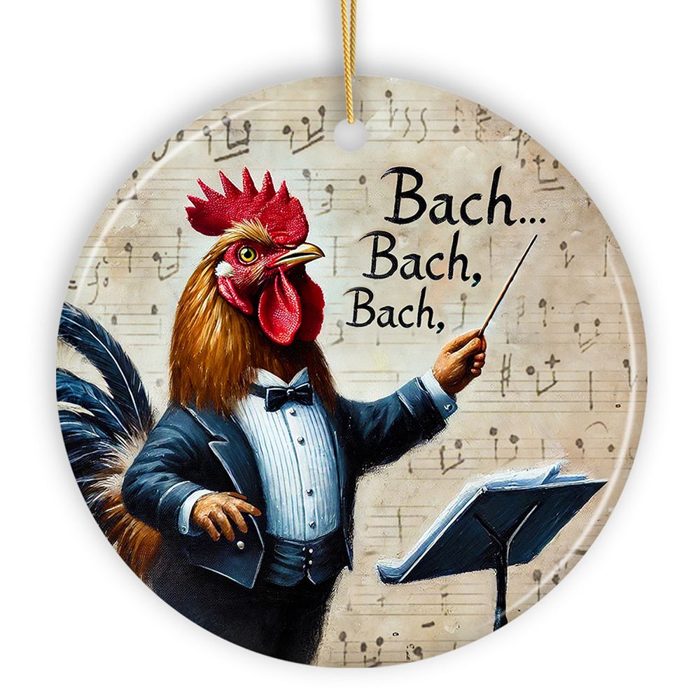 Bach Bach Bach Chicken Conductor Ornament, Playful Musical Christmas ...
