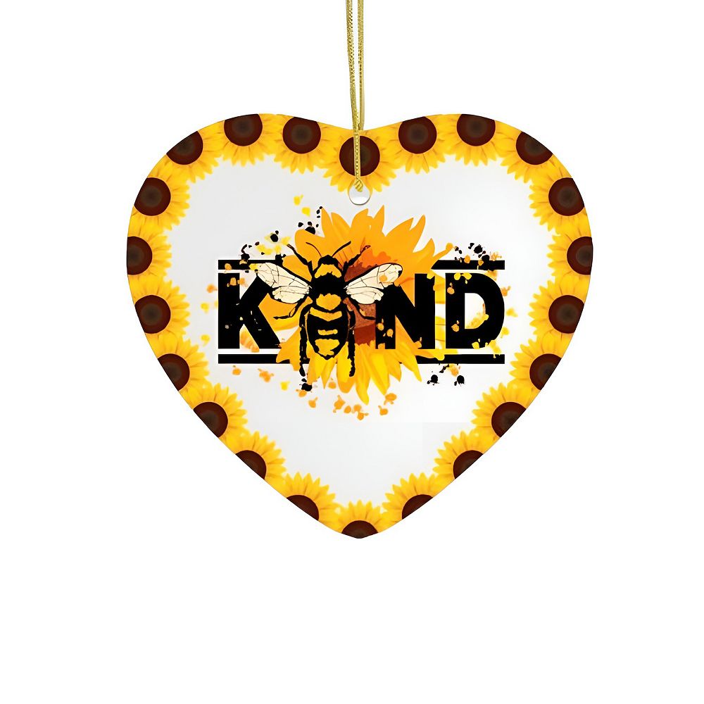 Bee Kind Bumblebee Sunflower Illustration Ornament
