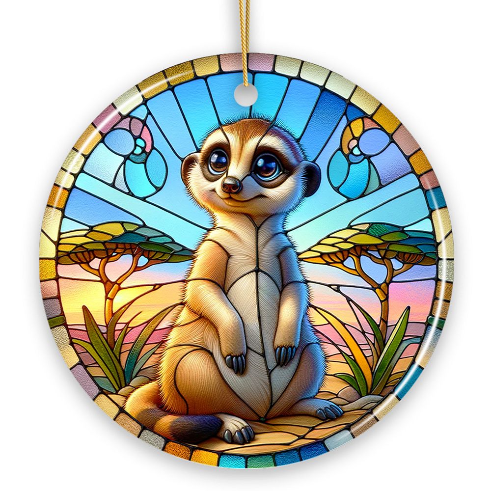 Meerkat Marvels Stained Glass Style Ceramic Ornament, Safari Animals ...