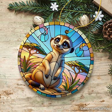 Meerkat Marvels Stained Glass Style Ceramic Ornament, Safari Animals ...