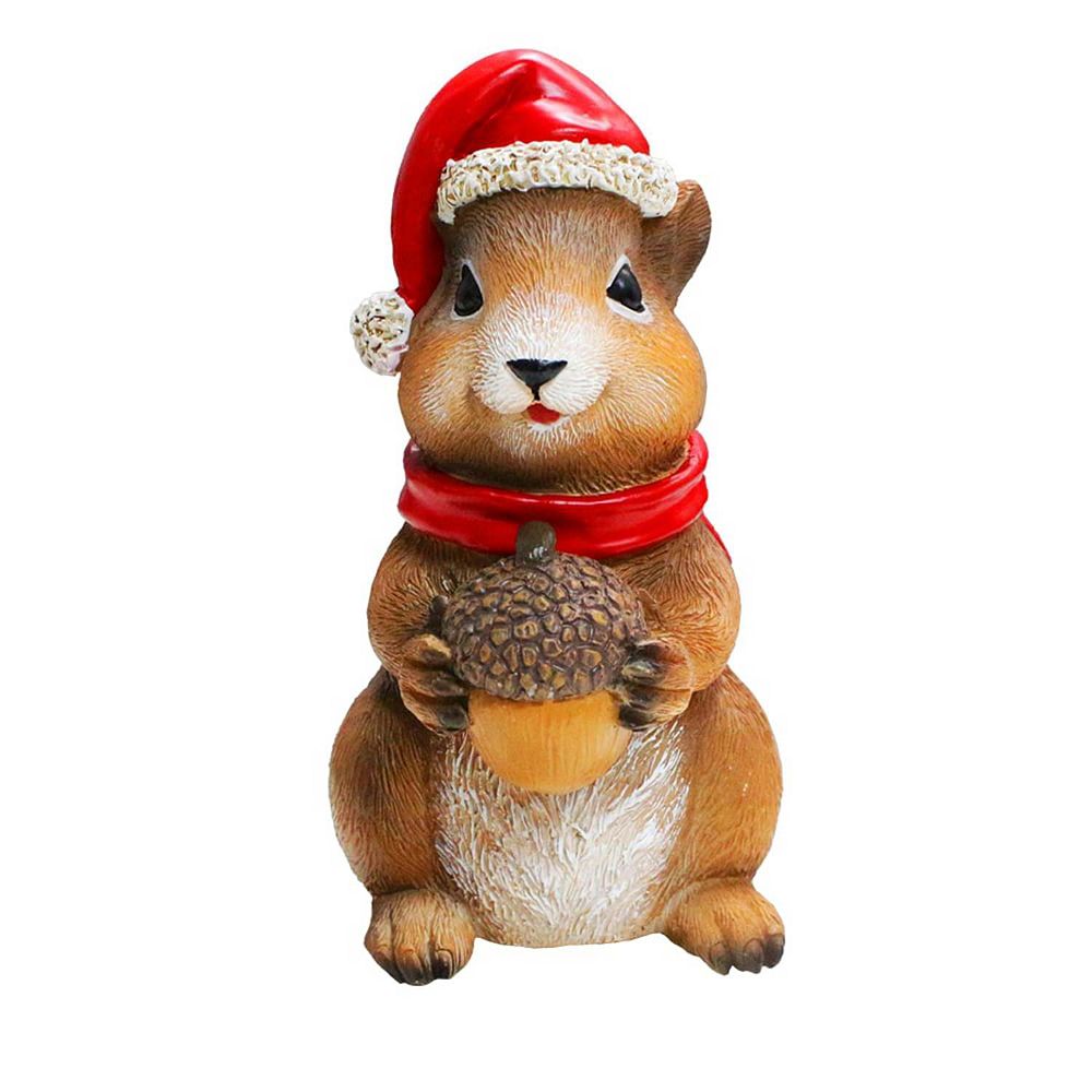 Charming Chipmunk with Santa Hat Figurine, 5" Playful Christmas Rodent ...