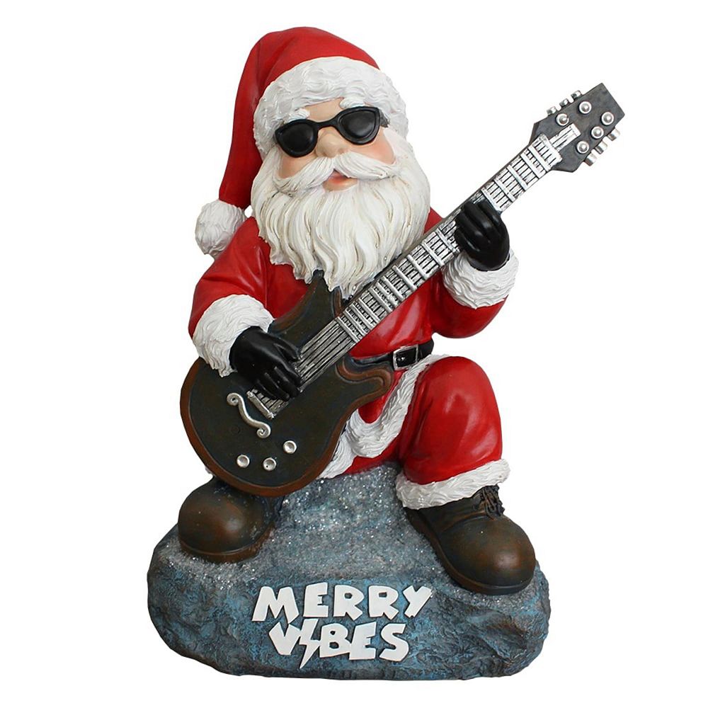 Merry Vibes Rockstar Santa Christmas Figurine, 10" Rock n Roll Lover ...