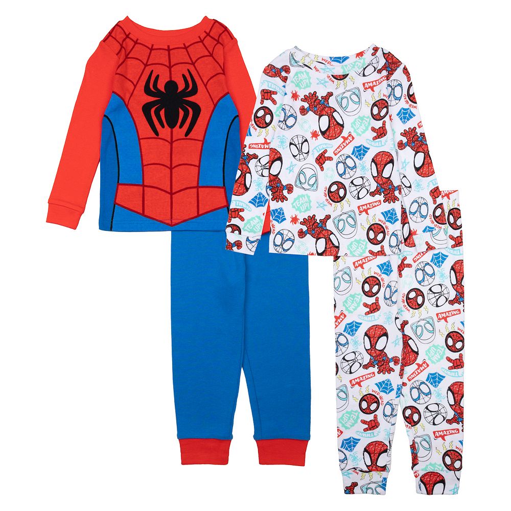 Toddler Marvel Spider-Man "Team Up Spidey" 4-pc. Pajama Tops & Pajama ...