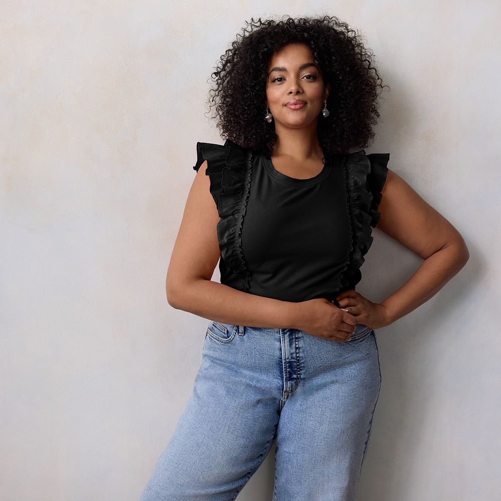 Plus Size LC Lauren Conrad Mixed Media Tank