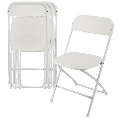 Elama 4 Piece Plastic Folding Chair in White
