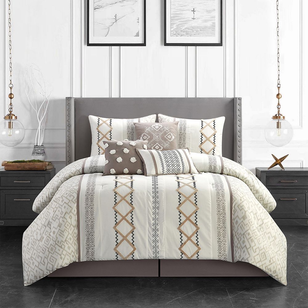 Nanshing Anthony Geometric Embroidered Comforter Set