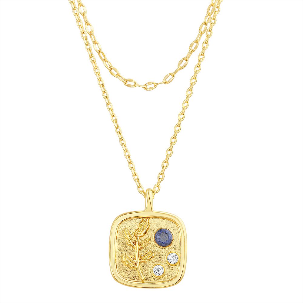 Paige Harper Gold Plated Double-Layered Holly Berry Disc Cubic Zirconia ...