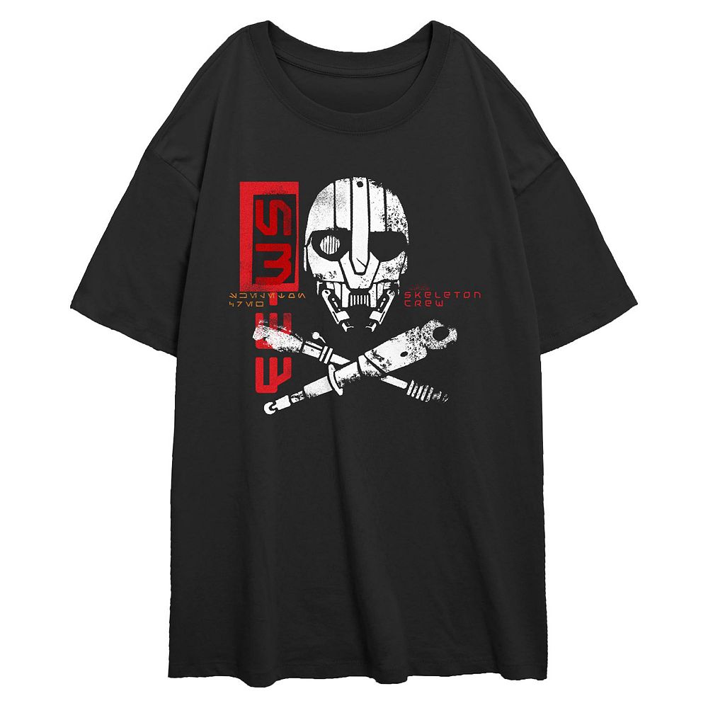 Juniors' Star Wars Skeleton Crew SM-33 Flag Oversized Graphic Tee