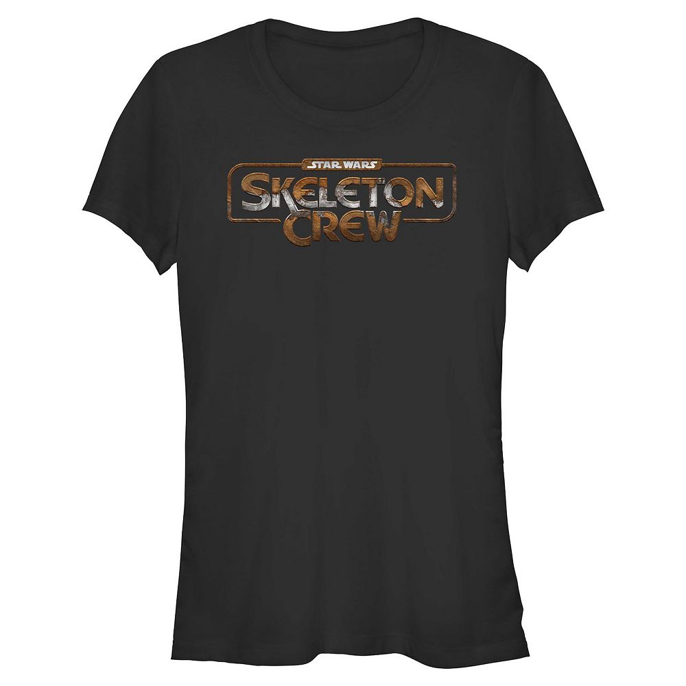 Juniors' Star Wars Skeleton Crew Title Logo Fitted Graphic Tee