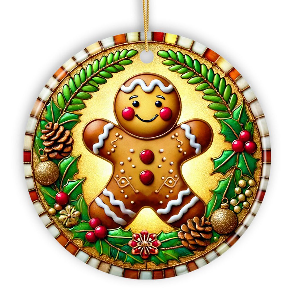 Golden Gingerbread Man Delight Ornament, Radiant Holiday Guardian for ...