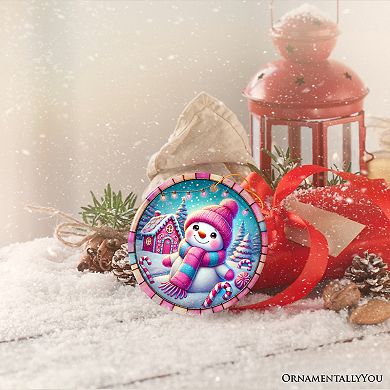 Snowman Candyland Pink Themed Ornament, Gift for Cozy Christmas Winter ...